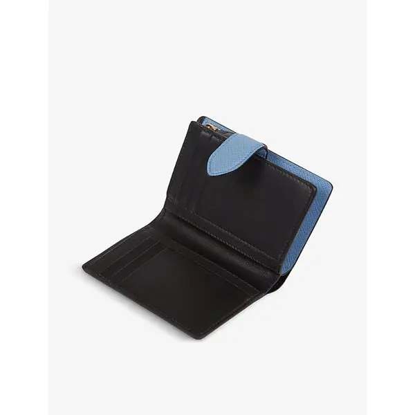 Smythson Panama Small Continental Leather Purse - Nile Blue